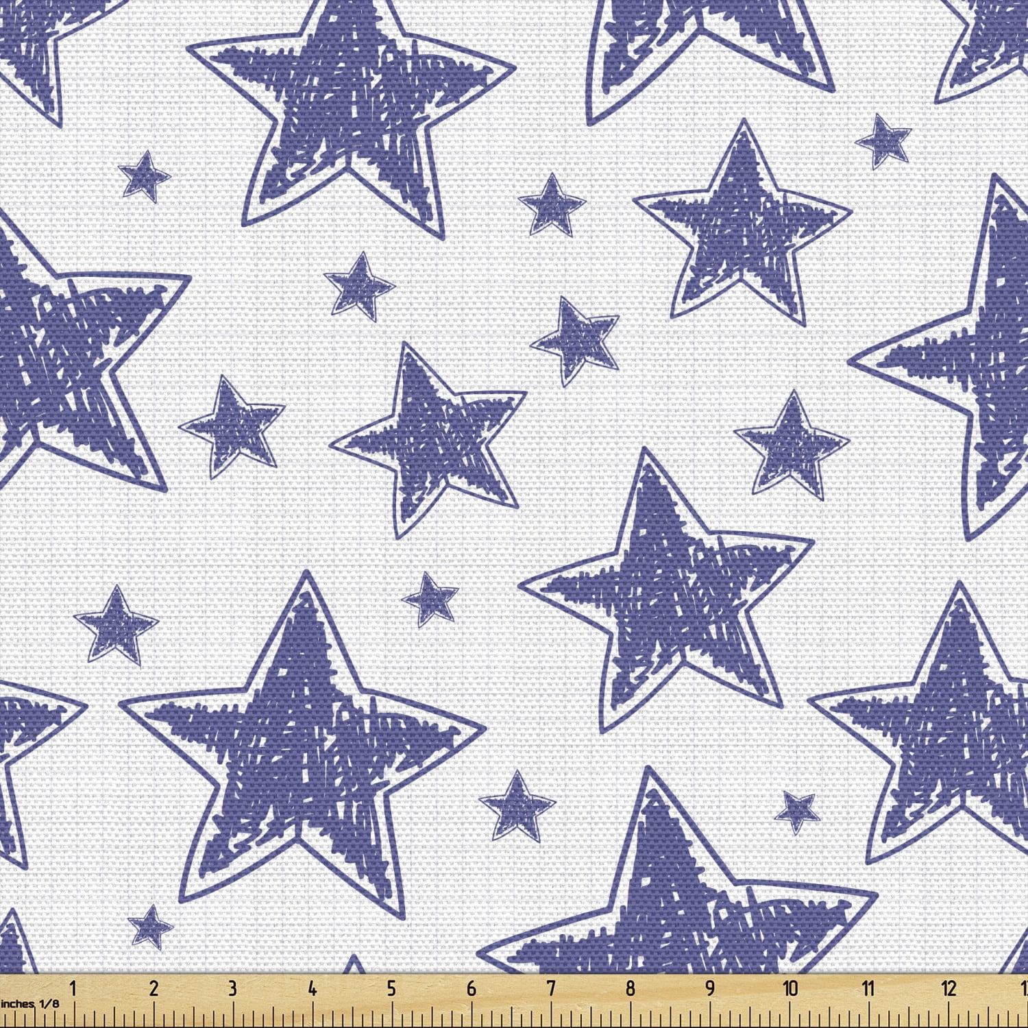 Ambesonne Star Fabric by the Yard Upholstery, Hand Drawn Doodle Motifs ...