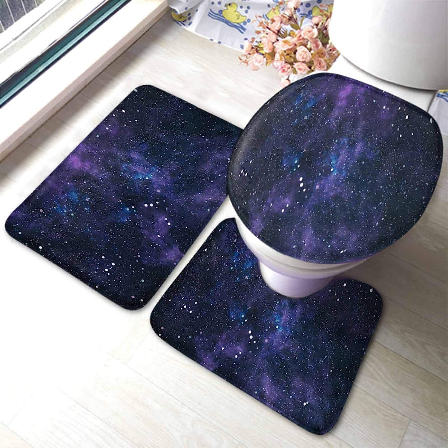 Star Field 3 Pieces Bathroom Rug Set Colorful Starry Night Sky Outer ...