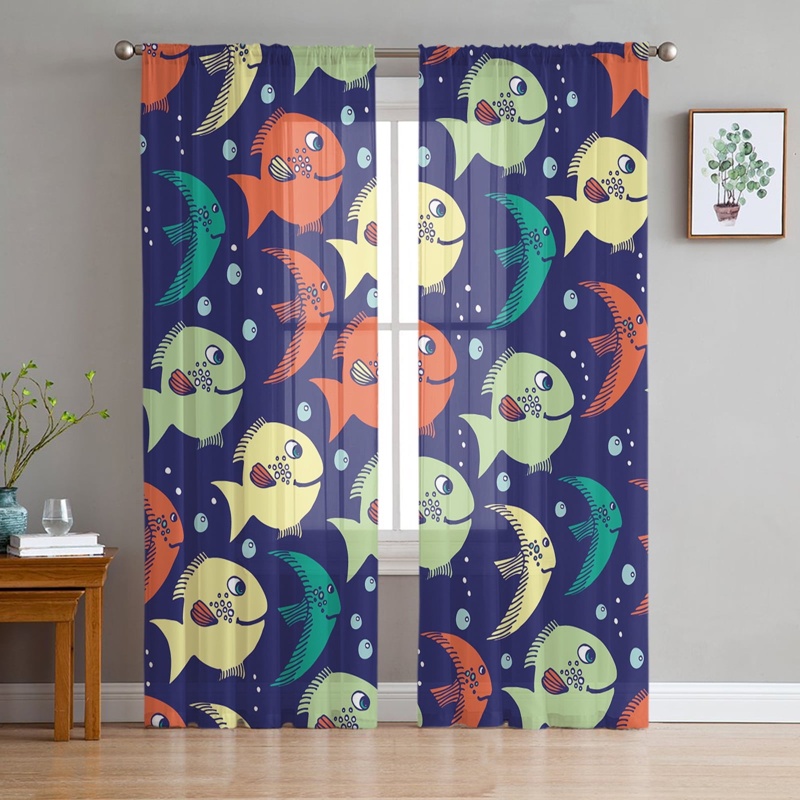 Star Fish Jelly Coral Underwater World Voile Tulle Sheer Curtains for ...