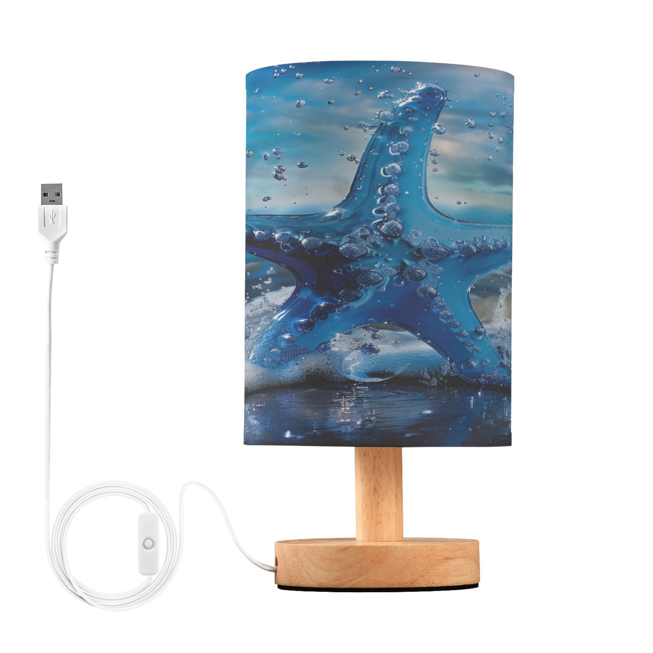 Star Fish on Beach Bedside Table Lamp Desk Warm Lights with USB ...