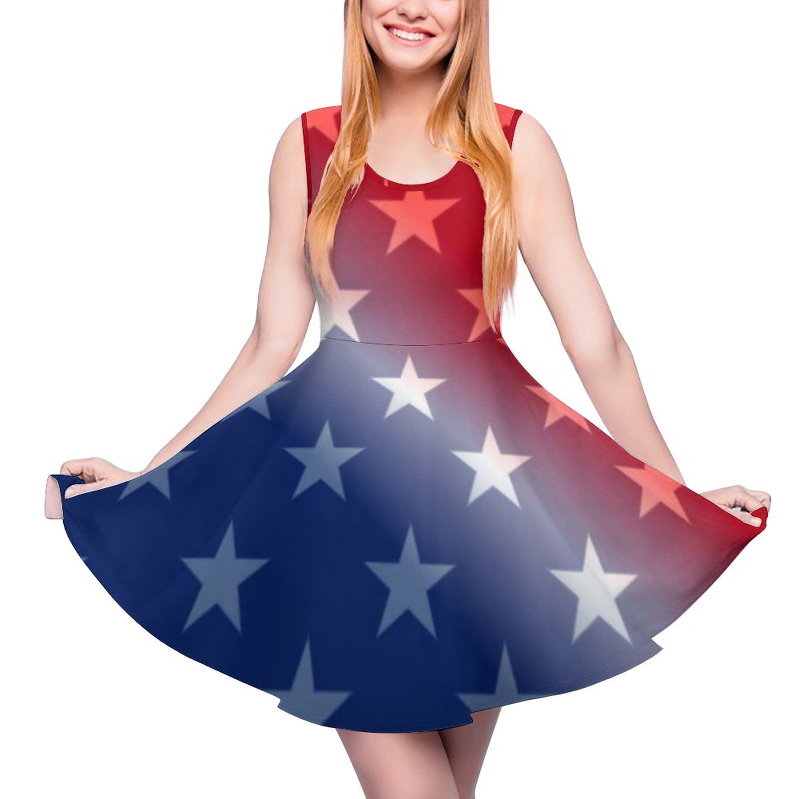 Star Flag Pirnt Dress USA 4th of July Independence Day Aesthetic ...