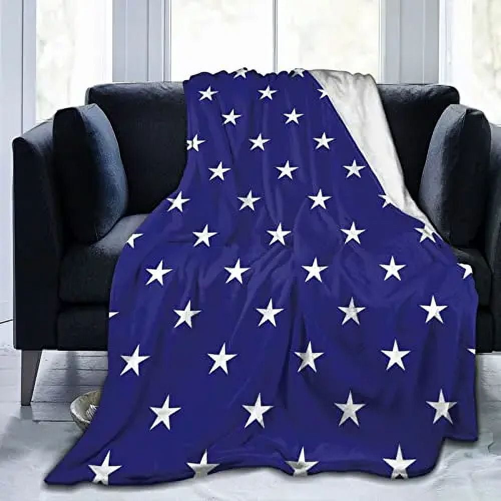 Star Flannel Throw Blanket Blue and White Colour Air Conditioning ...