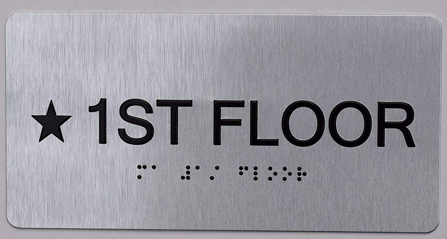 Star Floor Number 1 Sign Silver -Tactile Touch Braille Sign (Aluminium ...
