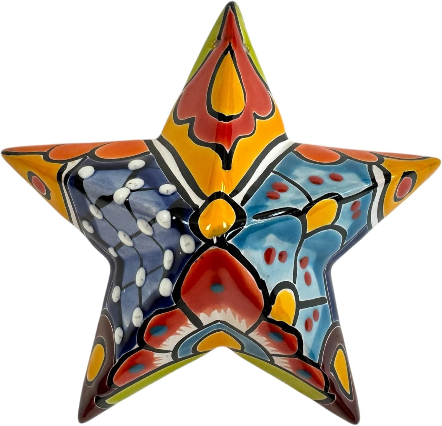 Star Folk Art Mexican Pottery Estrella Handmade Hand Painted Multicolor ...