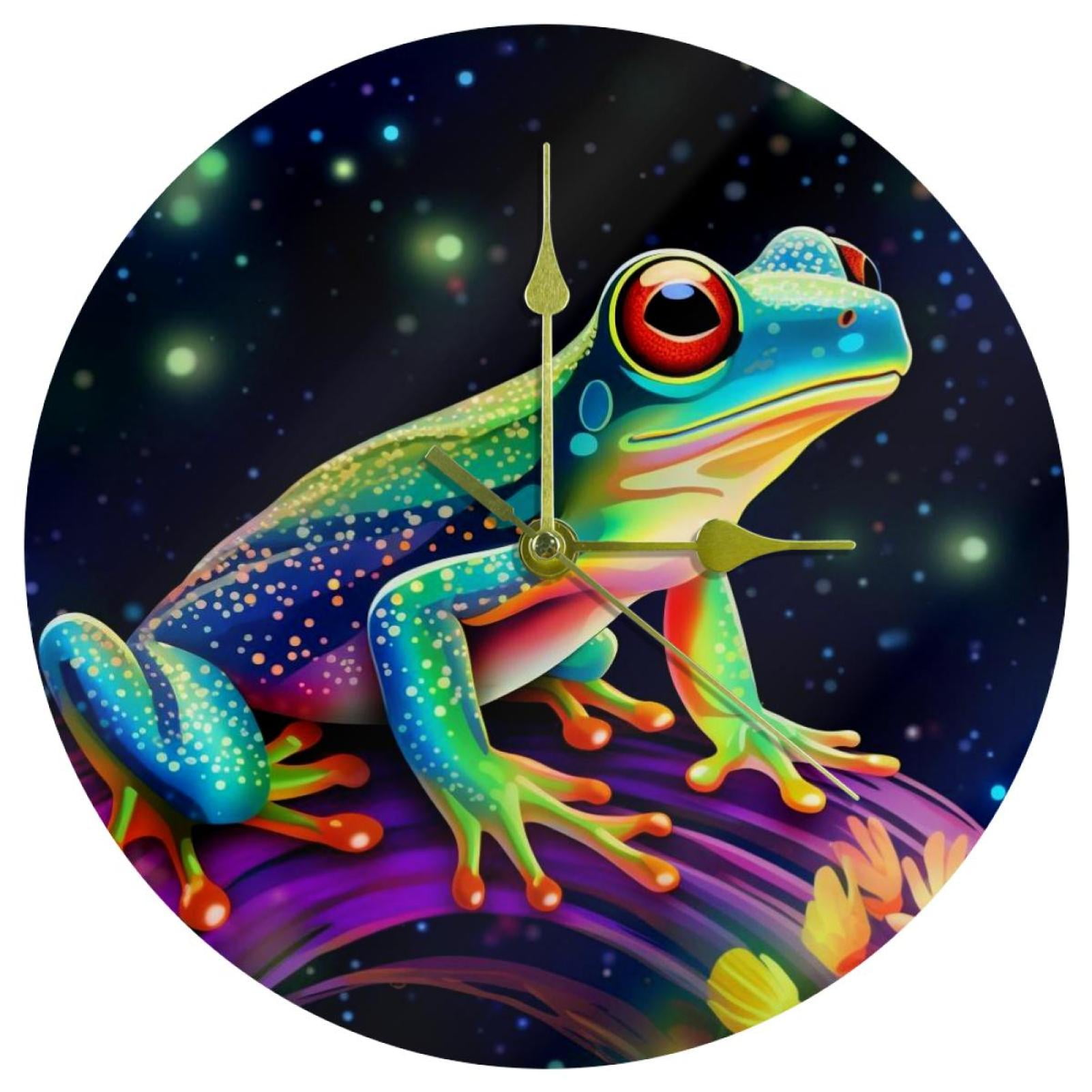 Star Frog 9.8 Inch Round Acrylic Wall Clock, Silent Non Ticking Battery ...