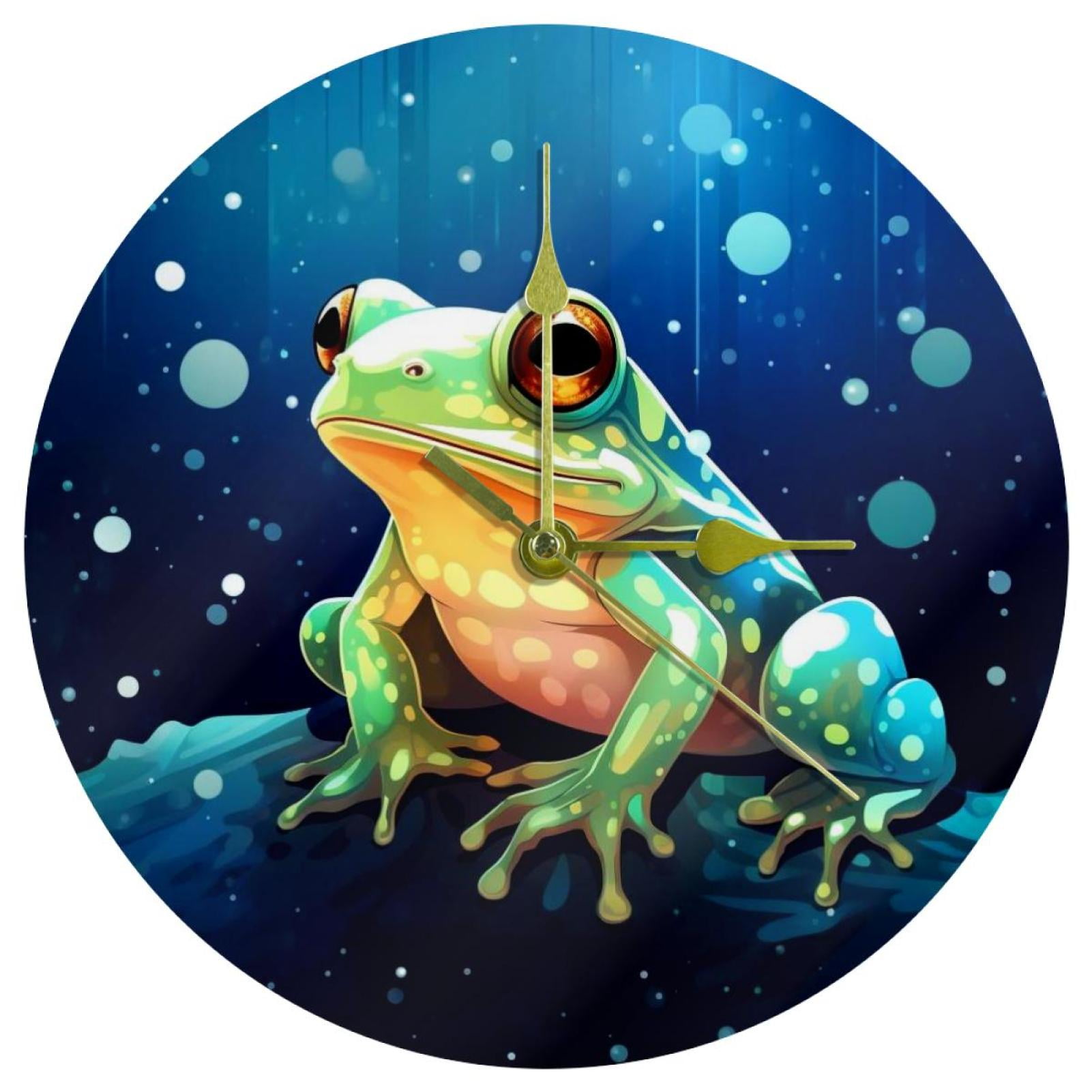 Star Frog 9.8 Inches Round Acrylic Wall Clock, Silent Non Ticking ...