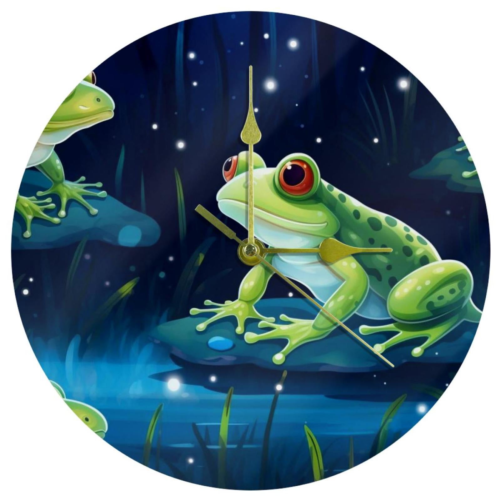 Star Frog Circular Acrylic Wall Clock - Elegant Timepiece for Home Décor - Modern Design with ...