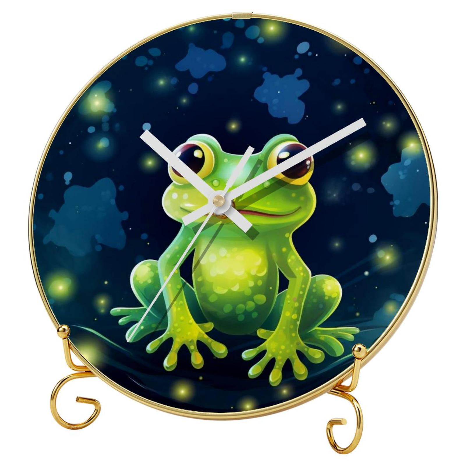 Star Frog Wall Clocks Round Printed with Hooks and Gold Stand Silent ...