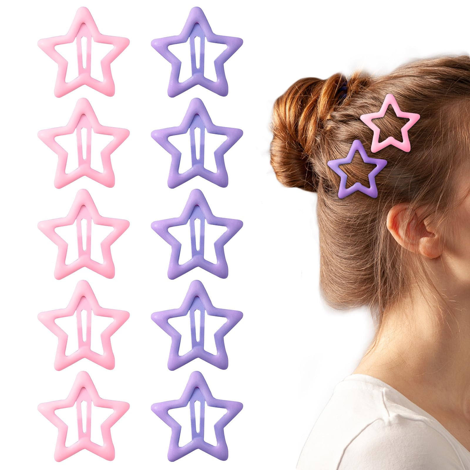Star Hair Clips 10 PCS Pink Star Barrettes Y2K Star Hair Accessories ...