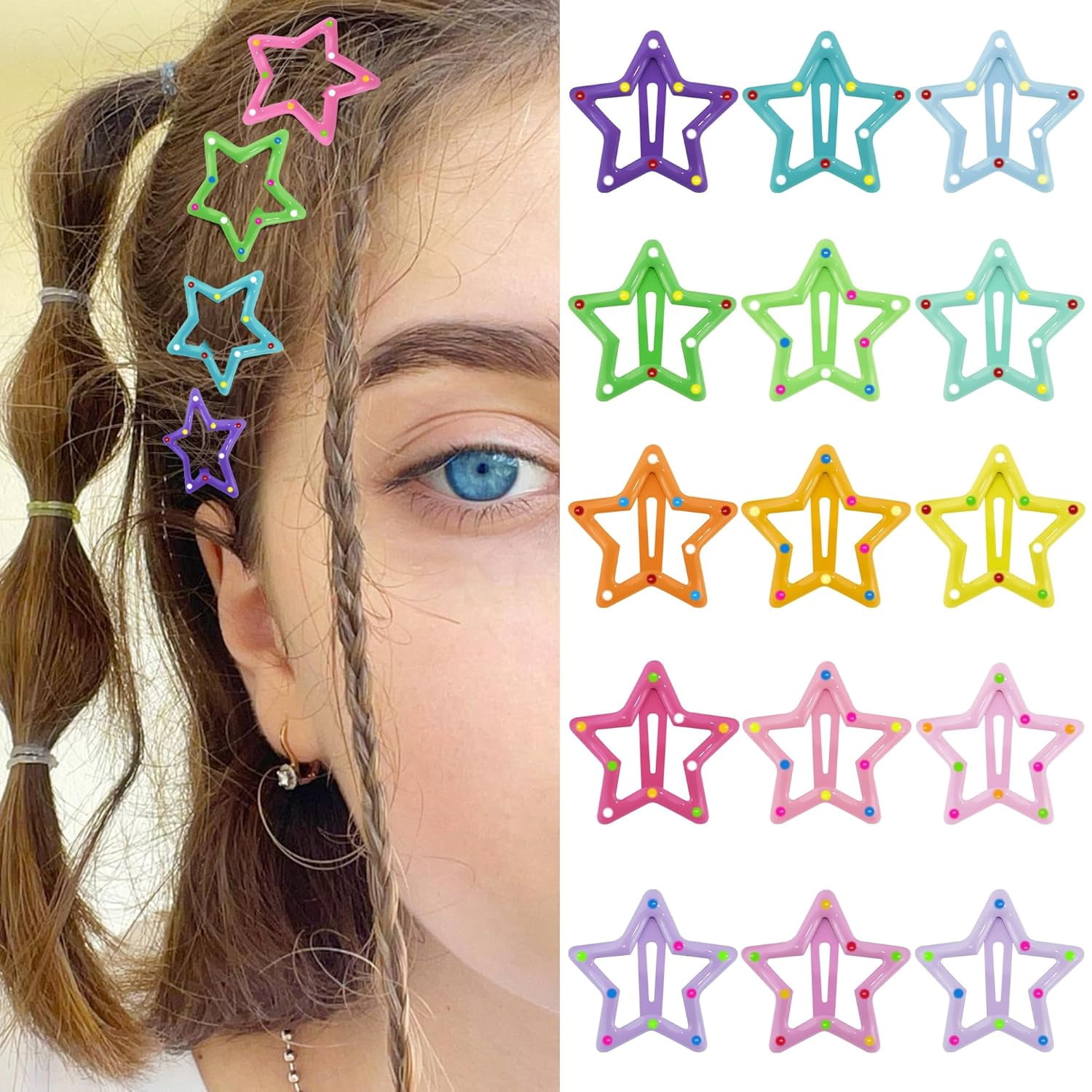 Star Hair Clips Snap Hair Barrettes Non Slip Star Hair Accessories ...