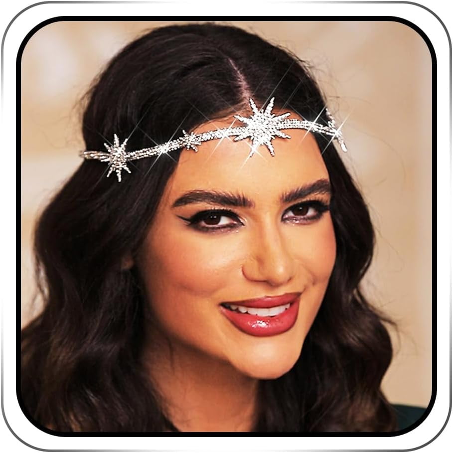 Star Head Chain Silver Rhinestone Headpieces Crystal Headband for Women ...