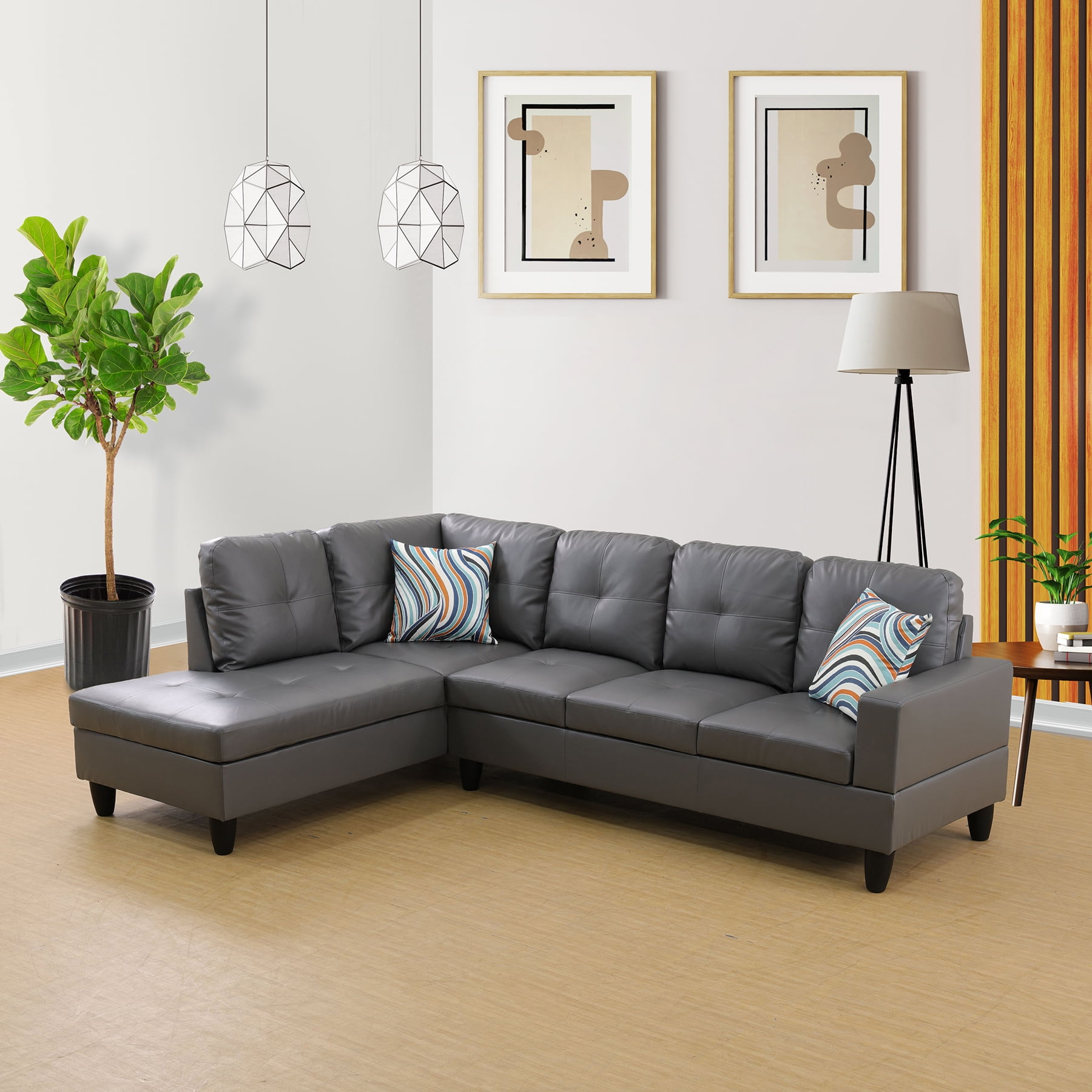 Star Home Living 2-piece Left Facing Faux Leather Sectional Sofa Set ...