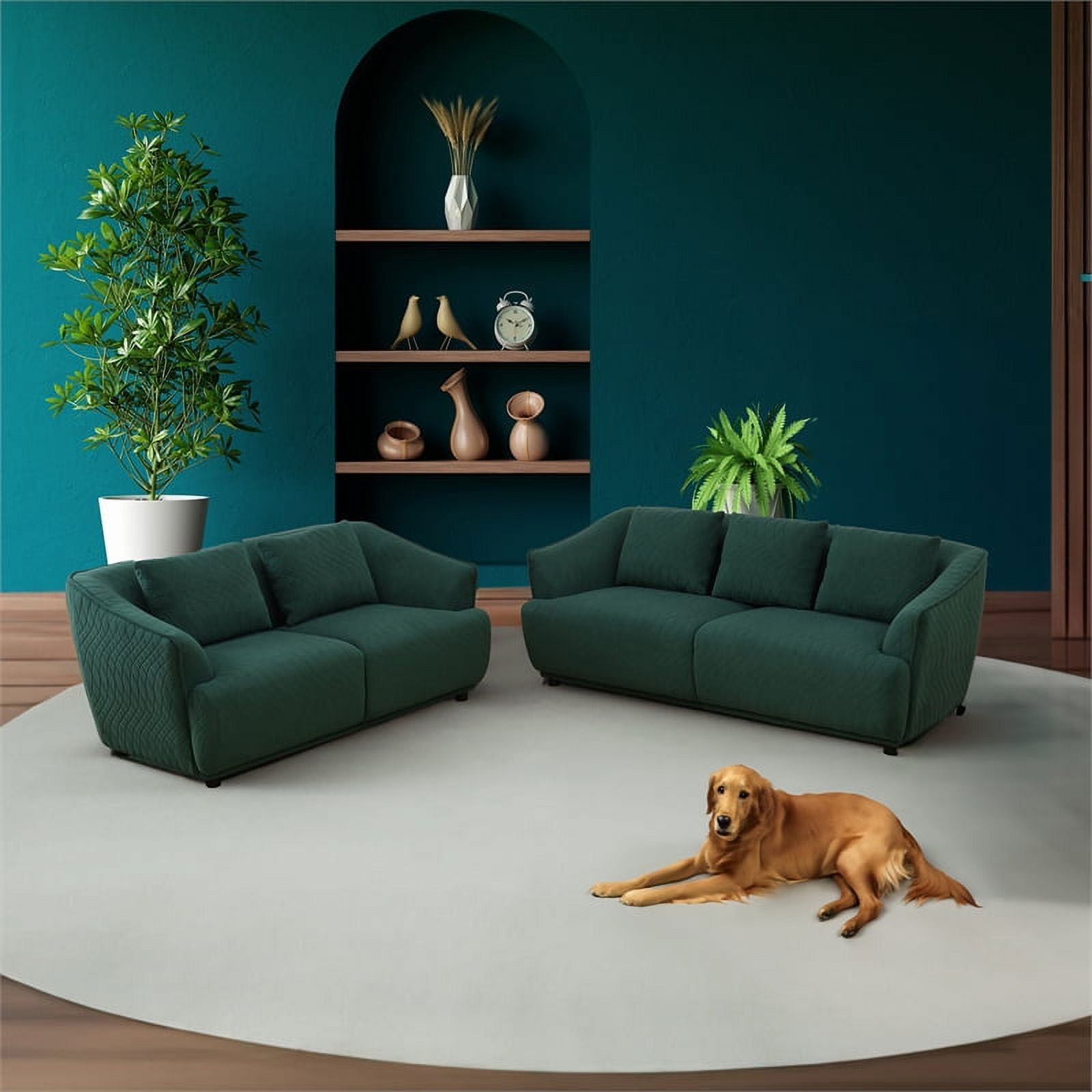 Star Home Living Corp 2-Piece Modern Microfiber Sofa Set in Dark Green ...
