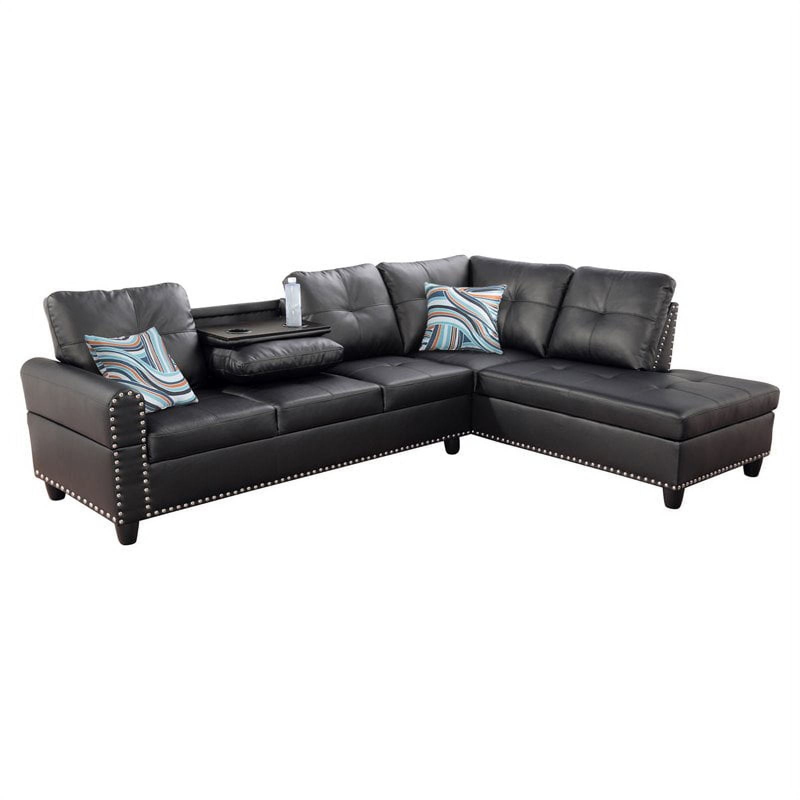Star Home Living Corp Sean Black Faux Leather Sectional Sofa - Walmart.com