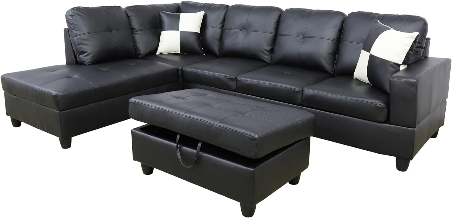Star Home Living Genesis Sectional Sofa with Ottoman L-Shape-PU Leather ...