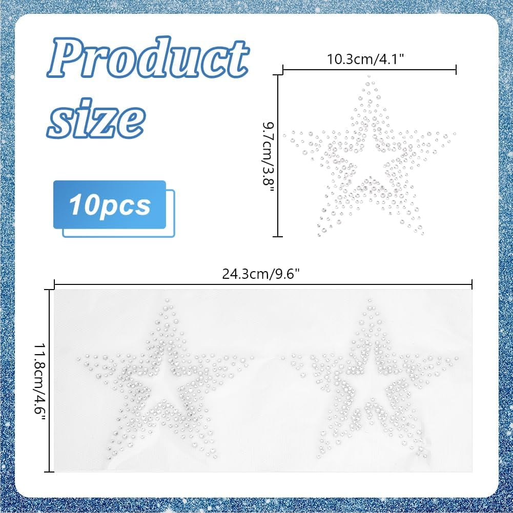 Star Iron On Stickers 10pcs Bling Star Patches Clear Rhinestone Hotfix Transfer Bling DIY Iron ...