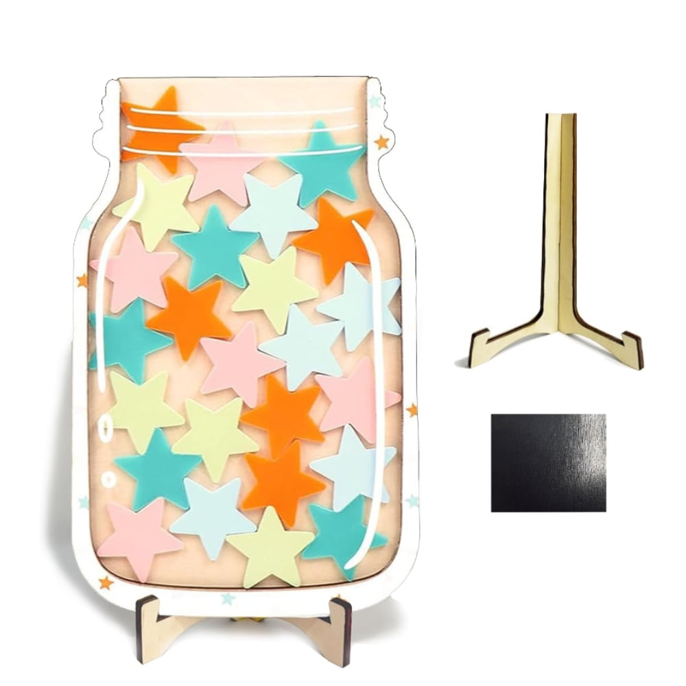 Star Jar Reward System Wood Reward Chart for Kids Behavior with 25 ...