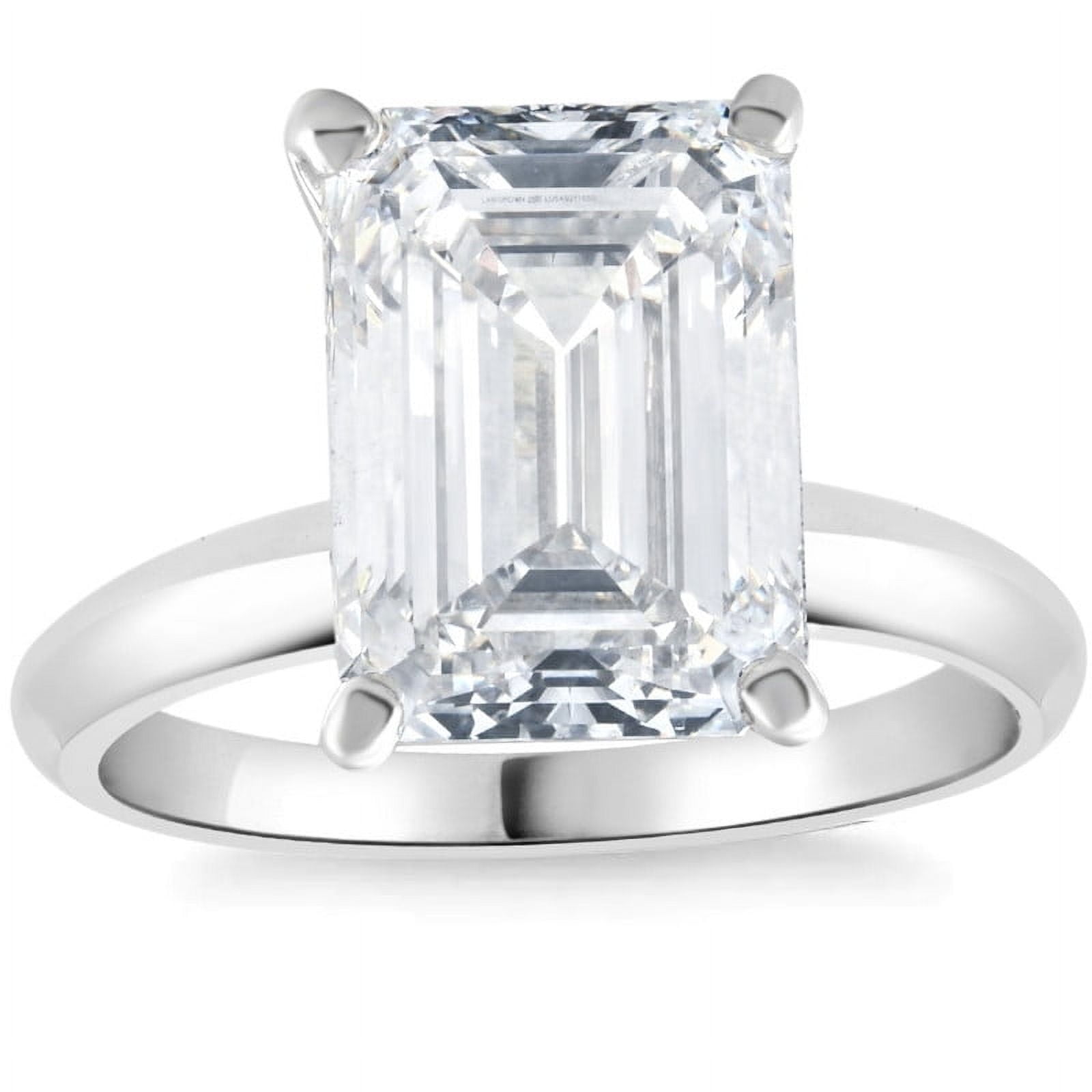 Star Jewel 2 Ct Emerald Cut Lab Grown Diamond Engagement Ring for Women - 14K White Gold Plated ...