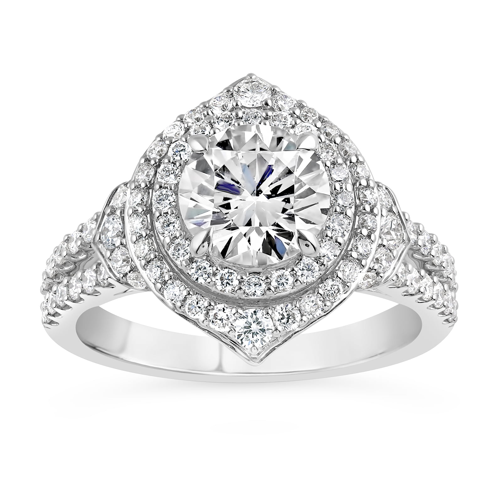 Star Jewel Silver 14K White Gold Over Diamond Ring - 1.8 Ct Round Cut ...