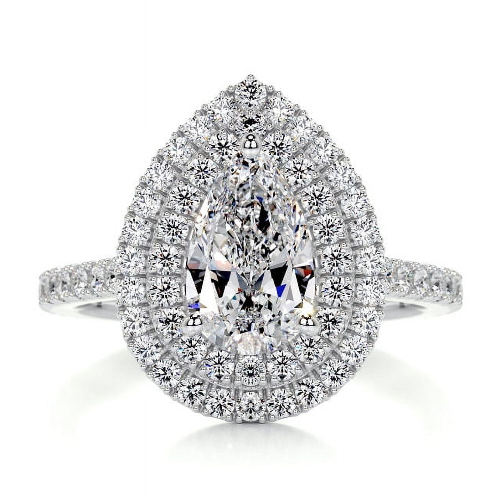 Star Jewelry 1.7 Ct Pear Cut Moissanite Engagement Ring with Double Halo – Moissanite – 14K ...