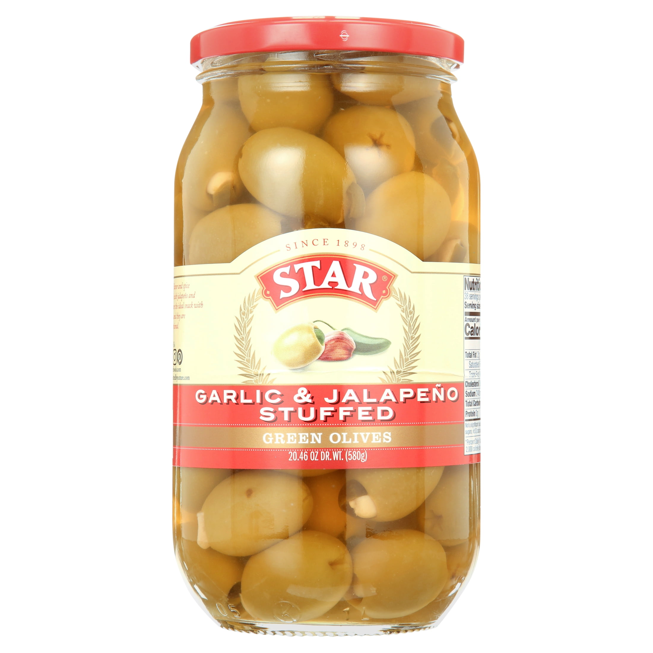 Star Jumbo Double Stuffed Green Olives - Garlic & Jalapeno 20.46oz ...