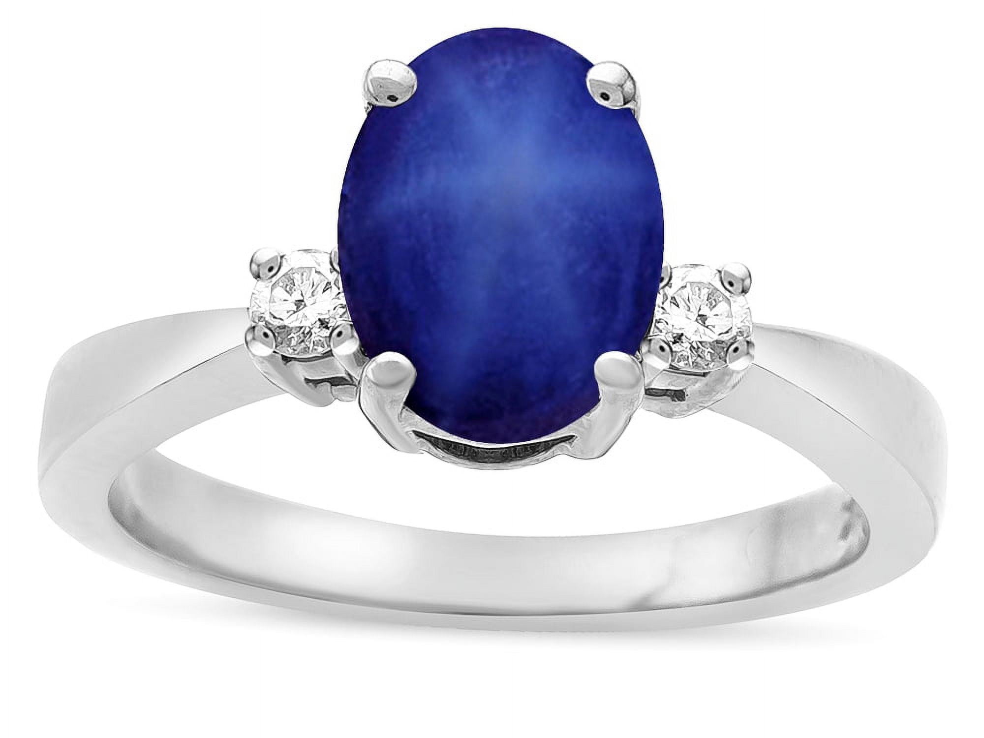 Star K 3 Three Stone Oval Created Star Sapphire Classic Engagement ...
