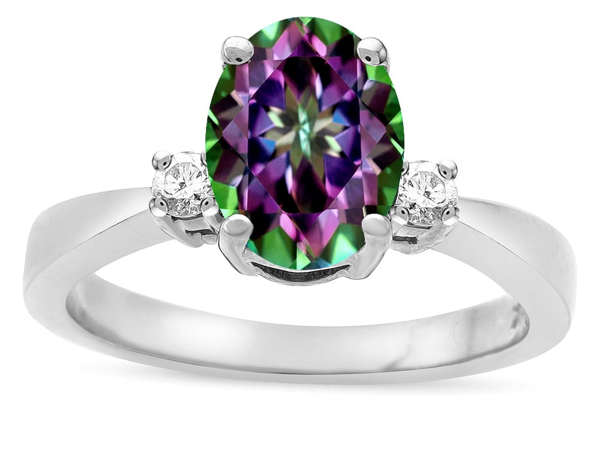 Star K 3 Three Stone Oval Rainbow Mystic Topaz Classic Engagement ...