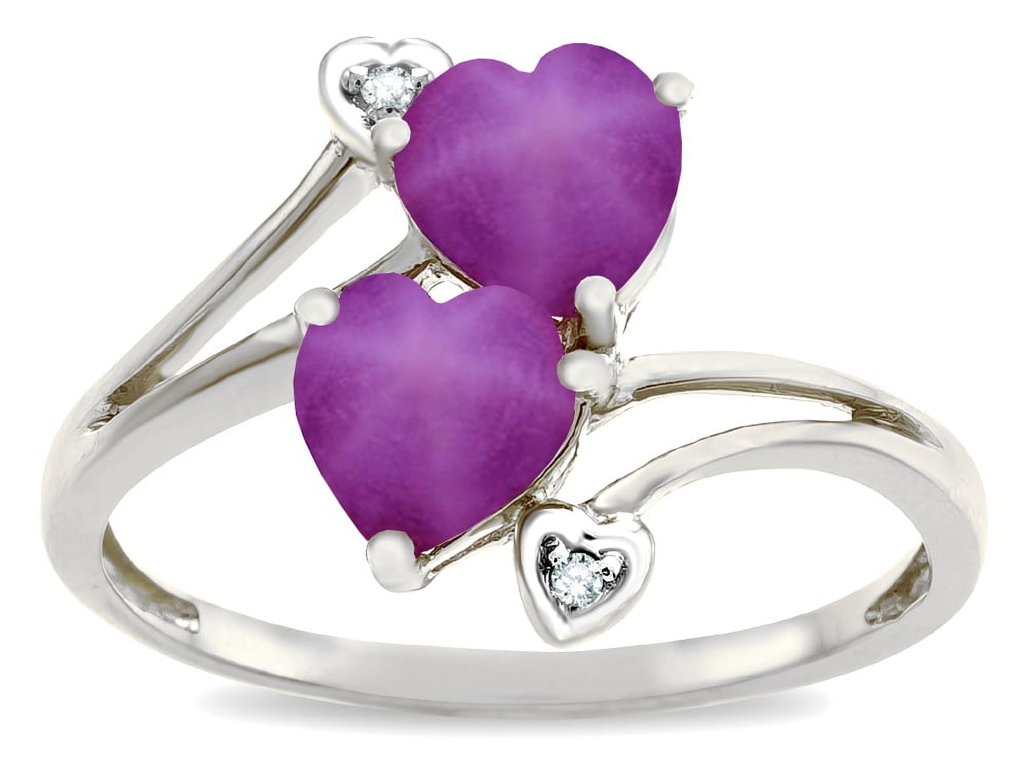 Star K 6mm Created Star Ruby Two Double Hearts Bypass Promise Ring ...