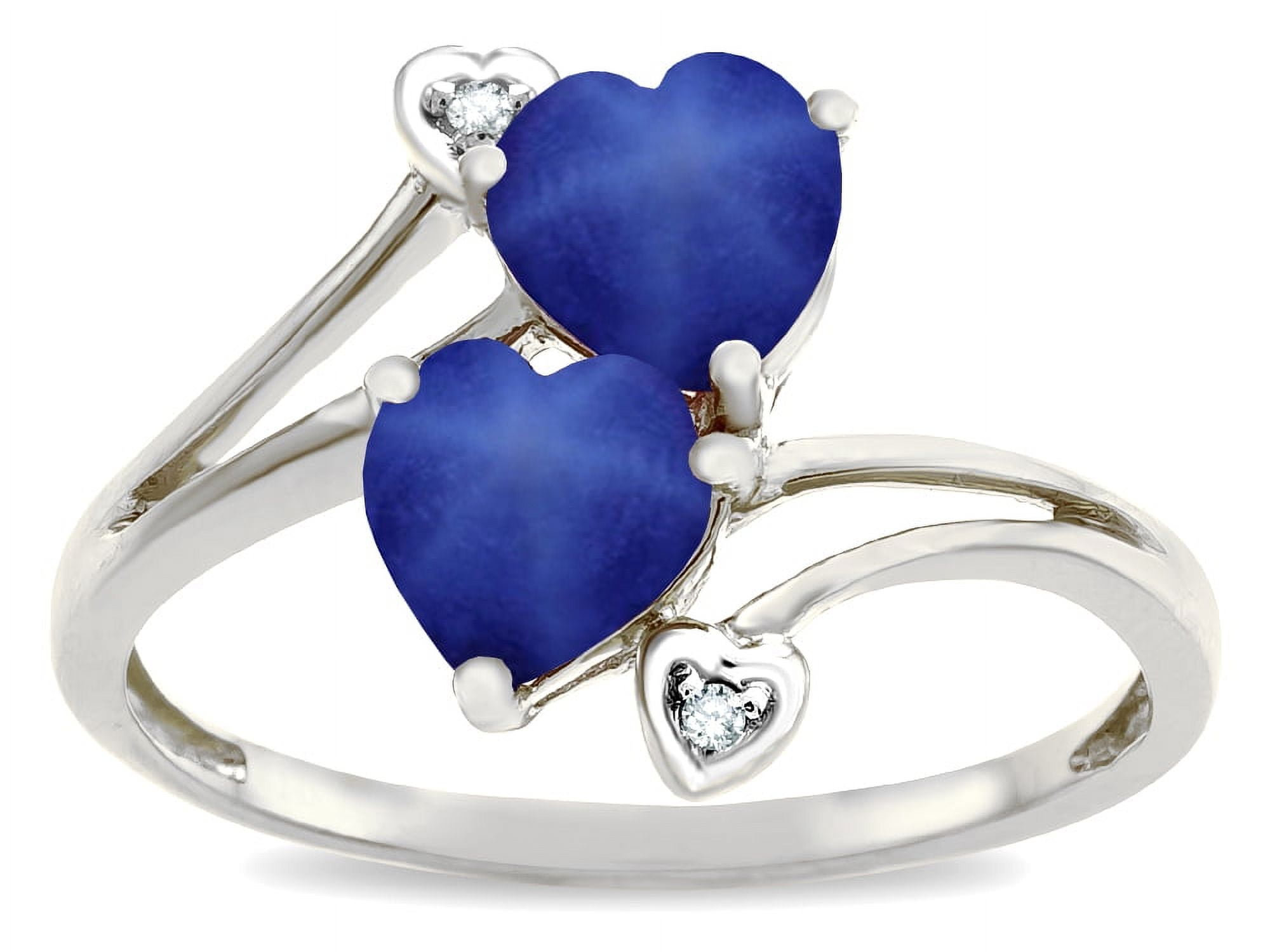 Star K 6mm Created Star Sapphire Two Double Hearts Bypass Promise Ring ...