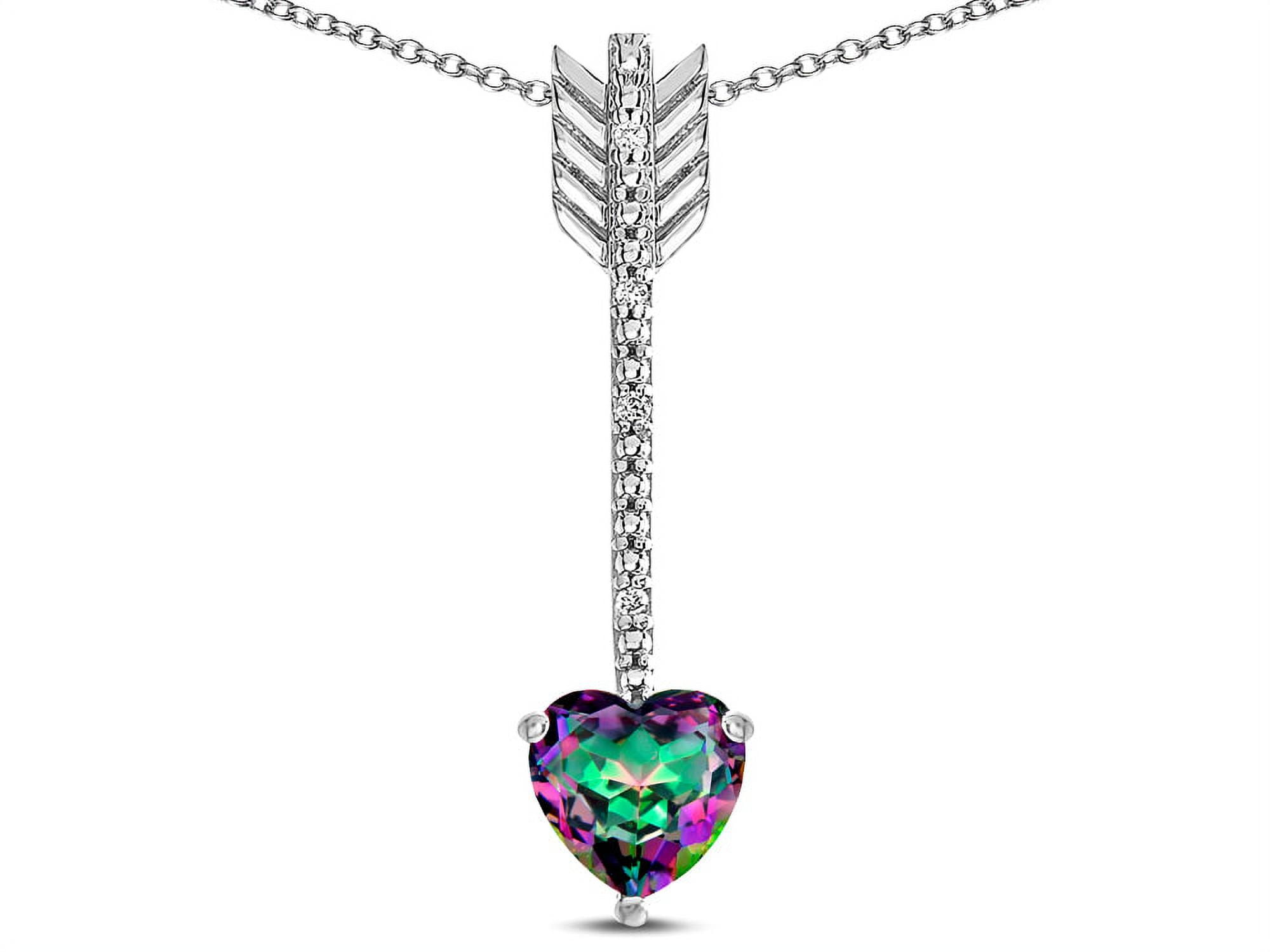 Star K 6mm Rainbow Mystic Topaz Heart Arrow Bar Pendant Necklace ...