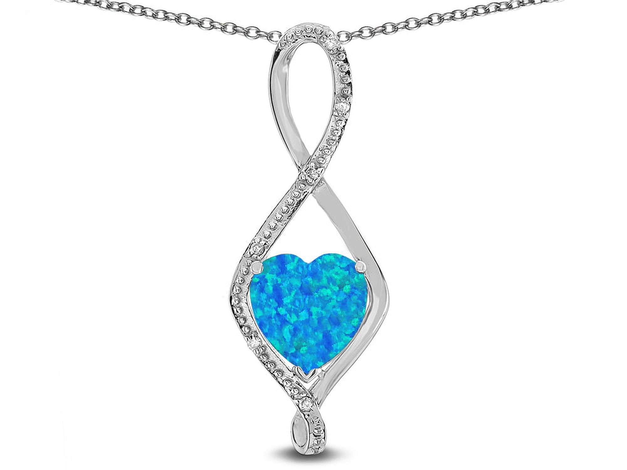 Star K 8mm Blue Created Opal Heart Infinity Loop Pendant Necklace ...