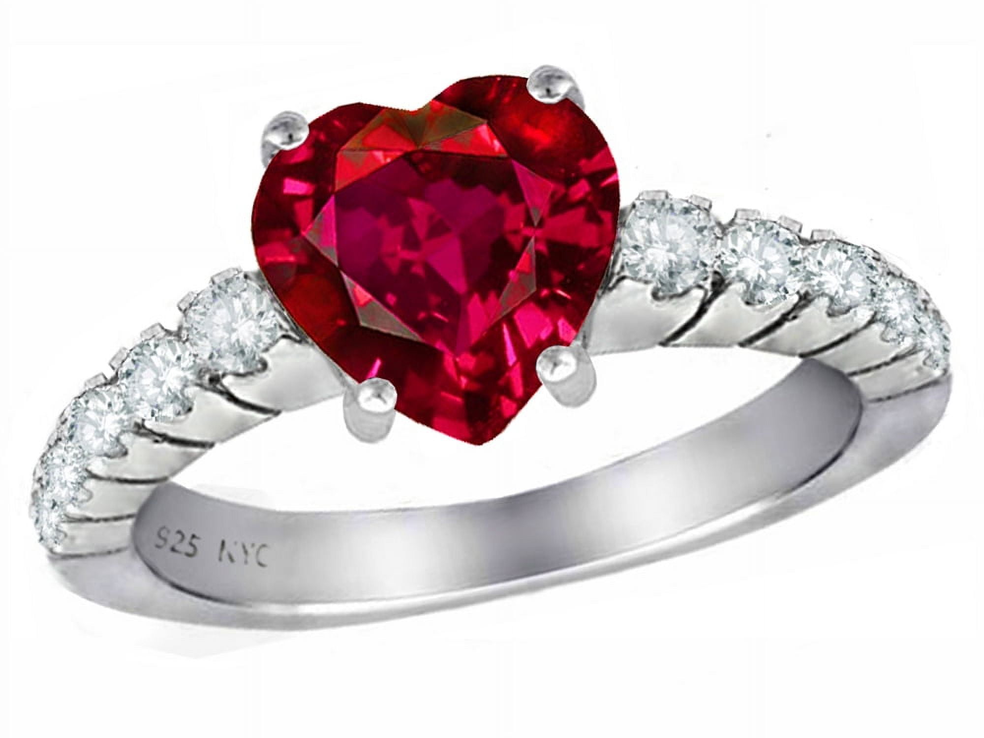 Star K 8mm Heart Shape Created Ruby Ring - Walmart.com