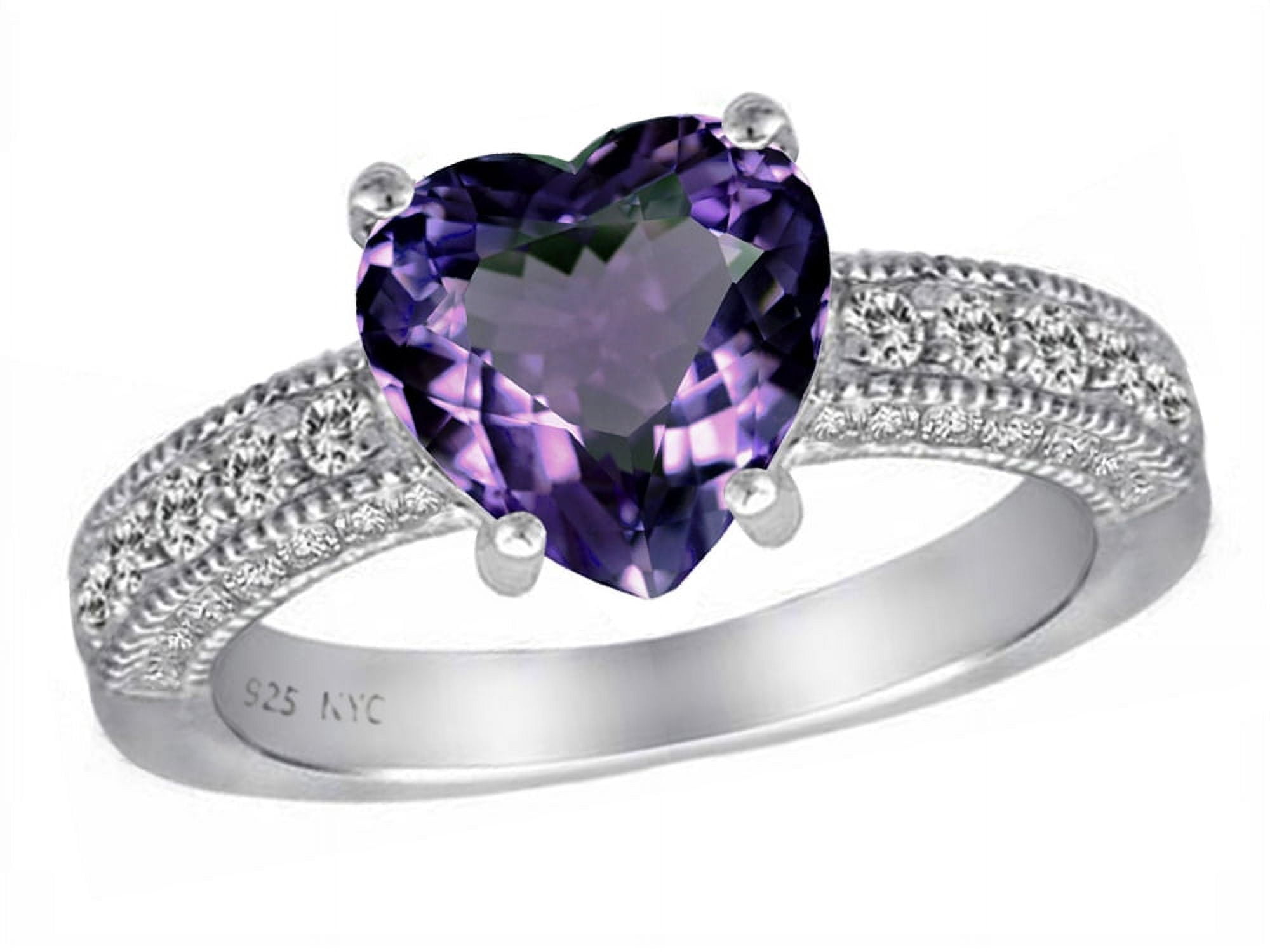 Star K 8mm Heart Shape Simulated Alexandrite Ring - Walmart.com