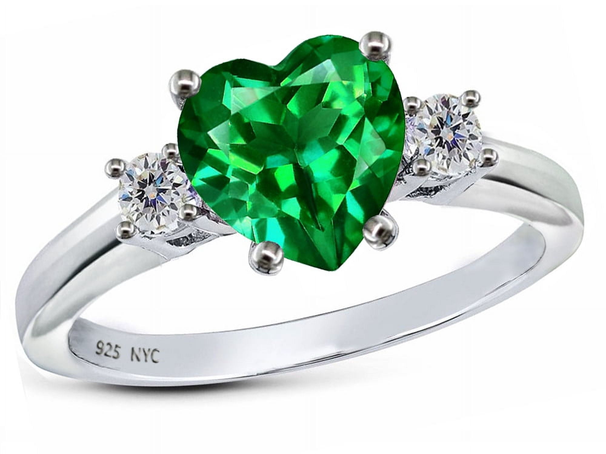 Star K 8mm Heart Shape Simulated Emerald Ring - Walmart.com