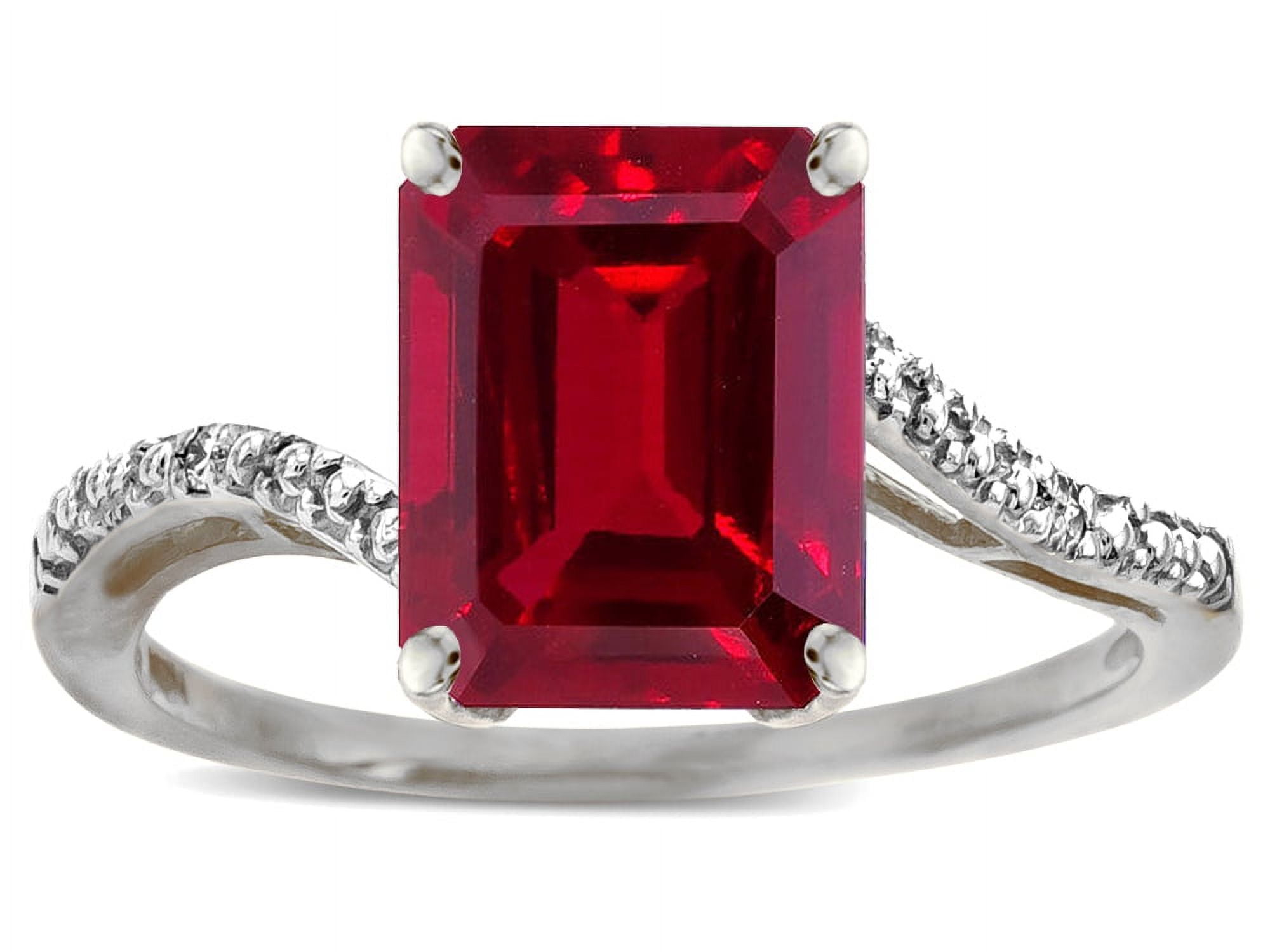 Star K Big Stone Octagon Emerald Cut 10x8 Created Ruby Bypass solitaire ring - Walmart.com