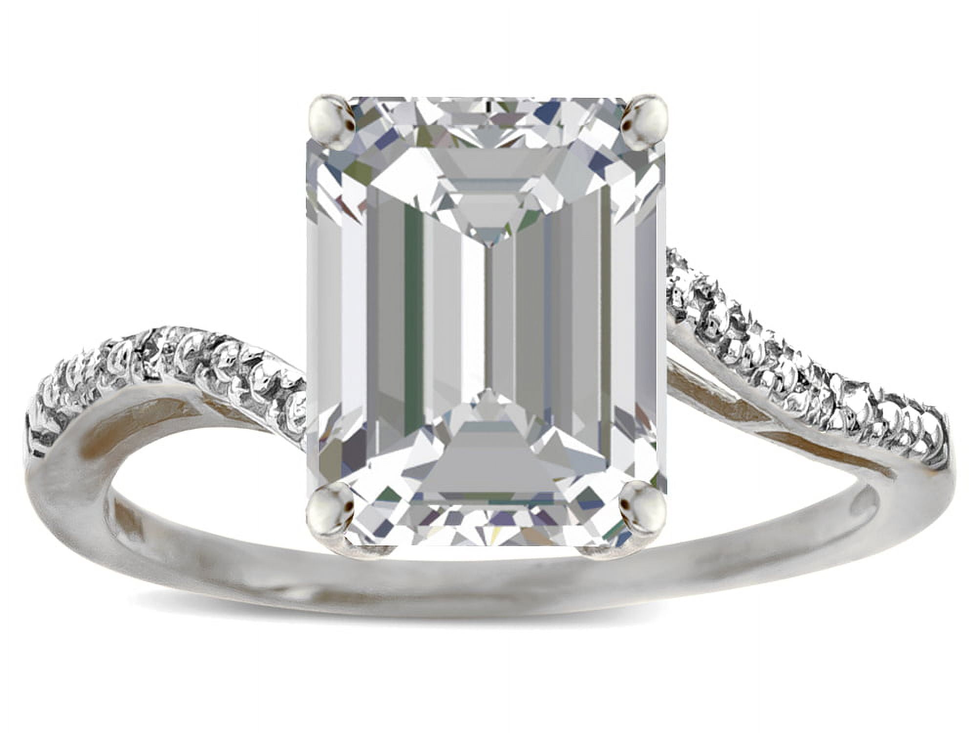 Star K Big Stone Octagon Emerald Cut 10x8 Genuine White Sapphire Bypass ...