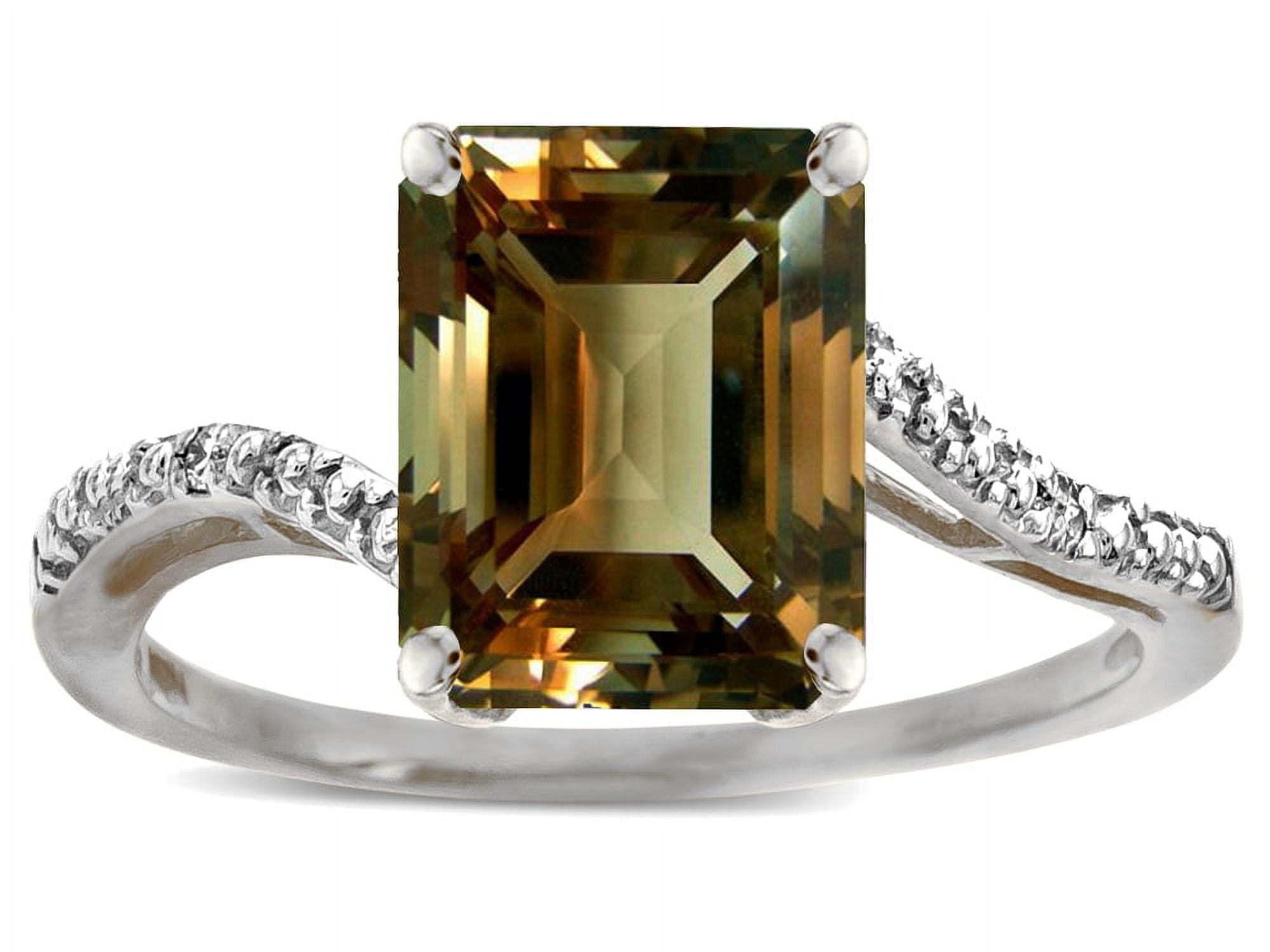 Star K Big Stone Octagon Emerald Cut 10x8 Smoky Quartz Bypass solitaire ...