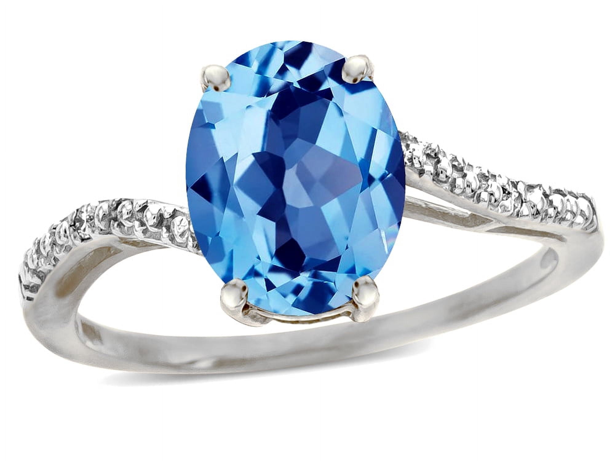 Star K Big Stone Oval 10x8 Blue Topaz Bypass solitaire engagement ...