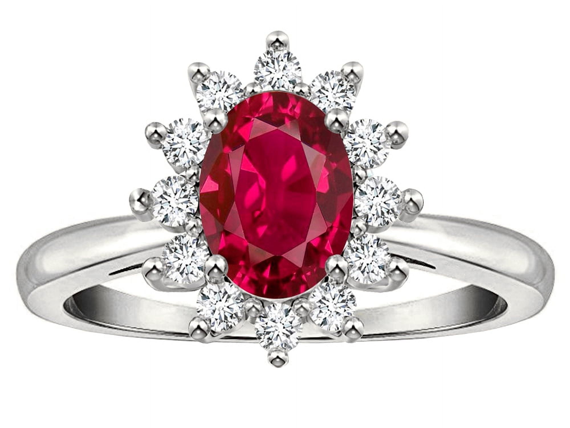 Star K Classic Lady Diana Halo Oval 7x5 Created Ruby Ring - Walmart.com