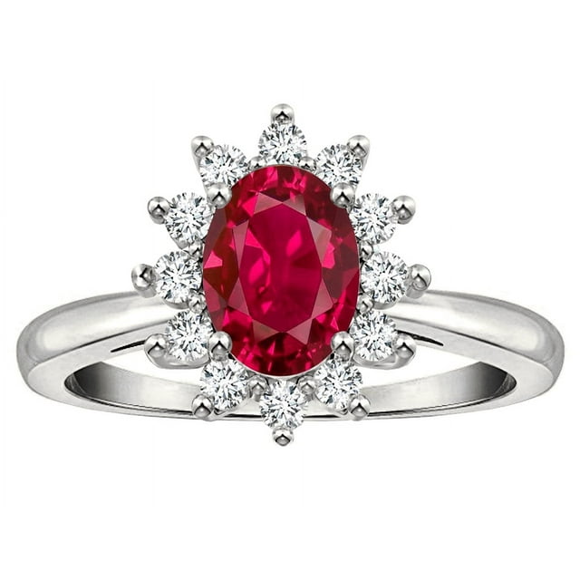 Star K Classic Lady Diana Halo Oval 7x5 Created Ruby Ring - Walmart.com