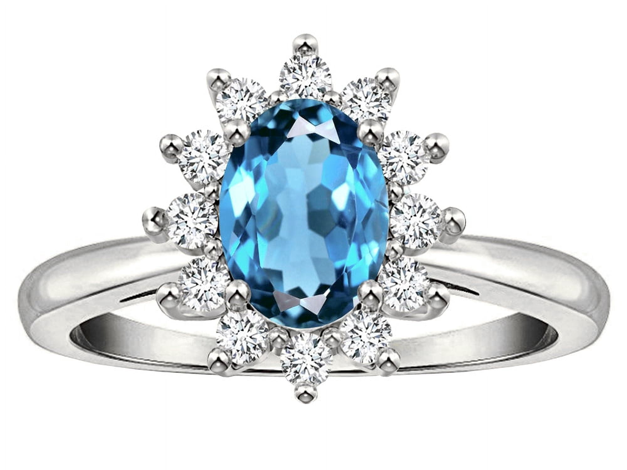 Star K Classic Lady Diana Halo Oval 7x5 Genuine Blue Topaz Ring ...