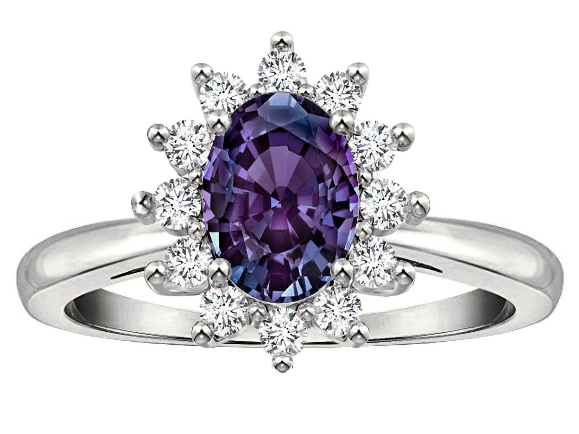 Star K Classic Lady Diana Halo Oval 7x5 Simulated Alexandrite Ring ...
