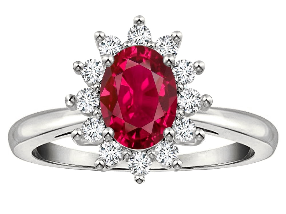 Star K Classic Oval 7x5 Lady Diana Halo Created Ruby Ring - Walmart.com