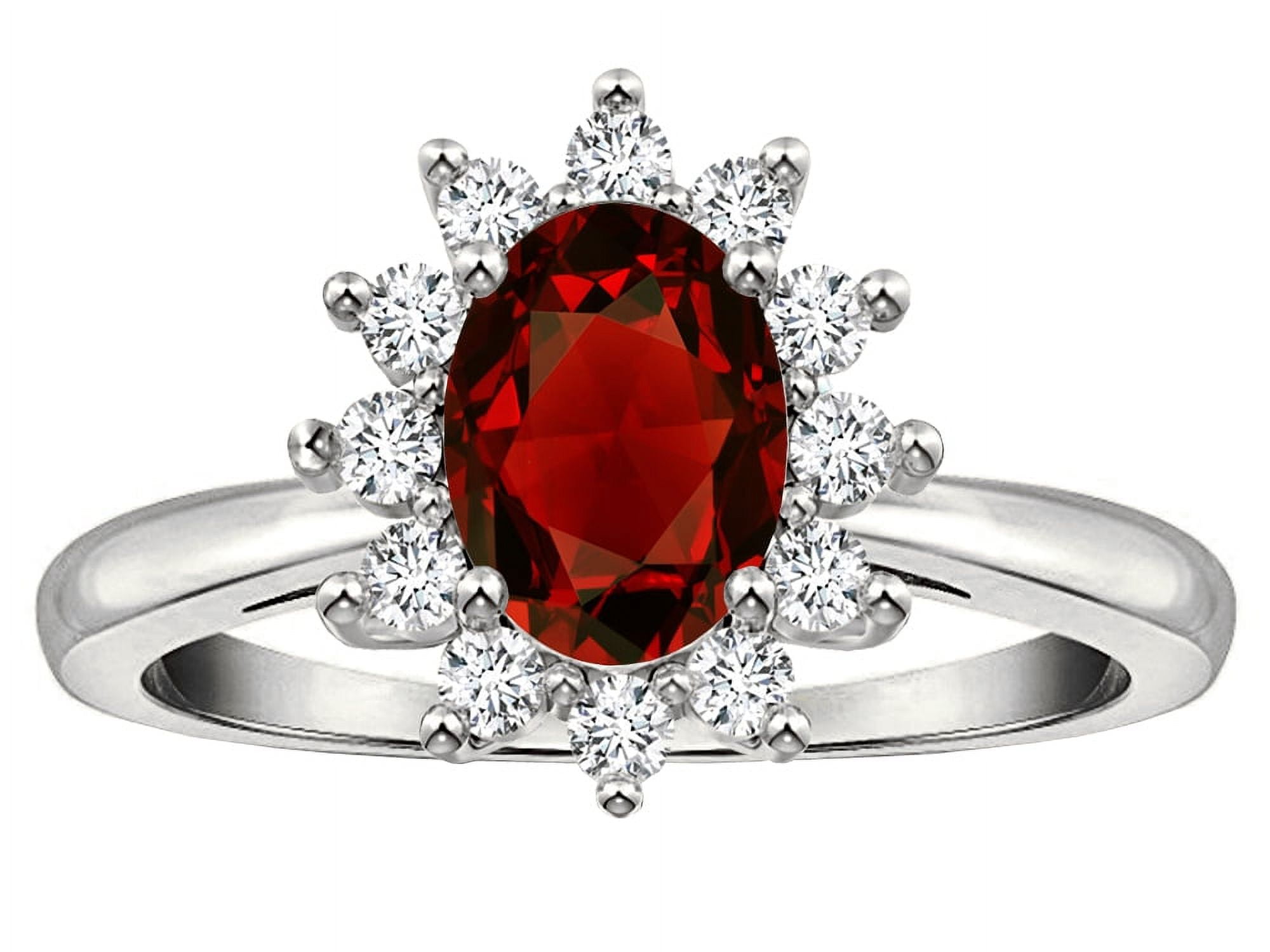 Star K Classic Oval 7x5 Lady Diana Halo Genuine Garnet Ring - Walmart.com