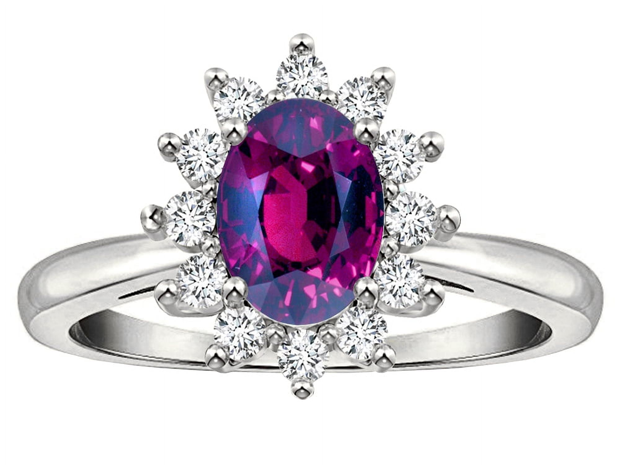Star K Classic Oval 7x5 Lady Diana Halo Genuine Rhodolite Ring ...