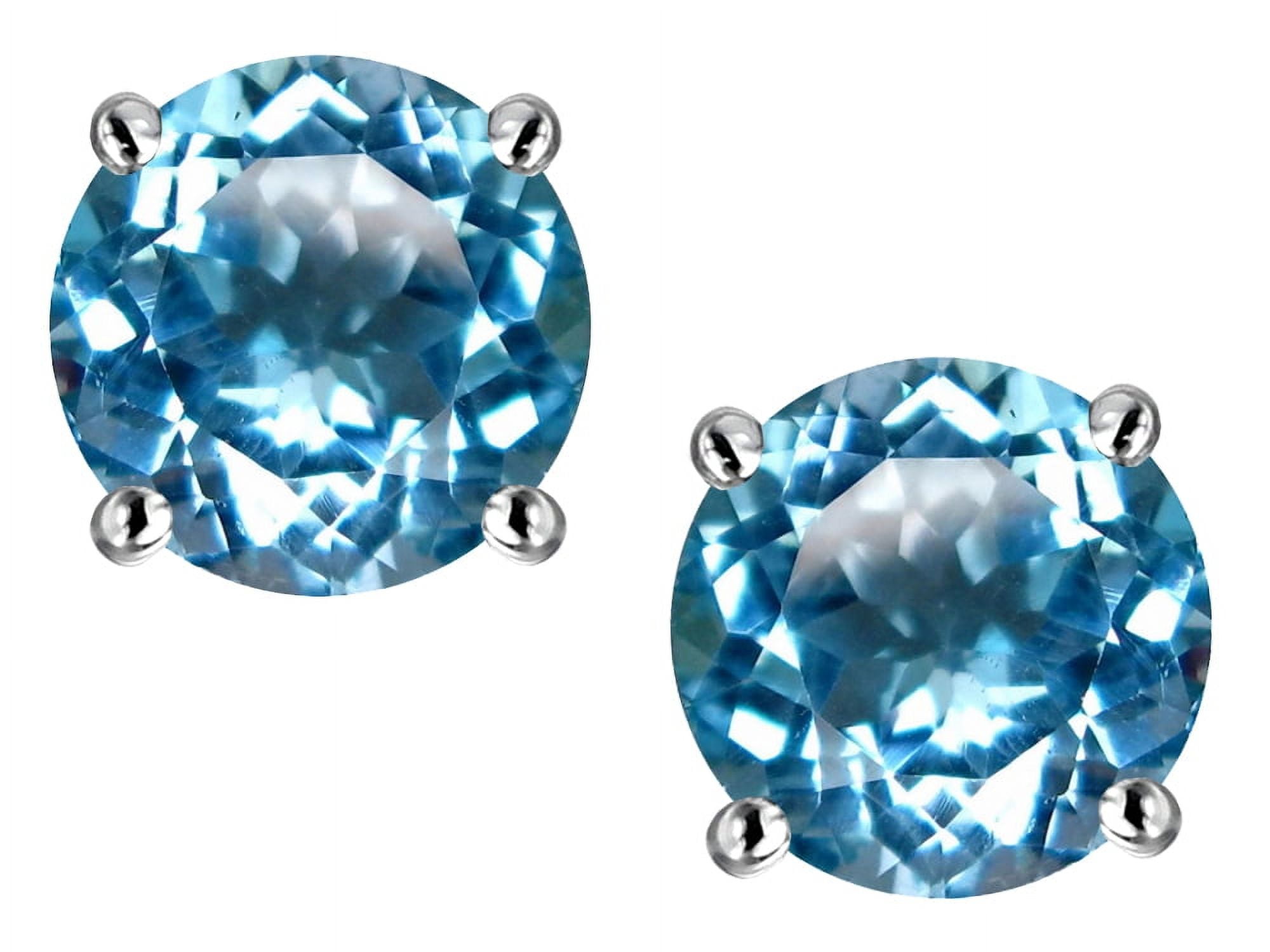 Star K Classic Round 6mm Genuine Blue Topaz Four Prong Stud Earrings ...