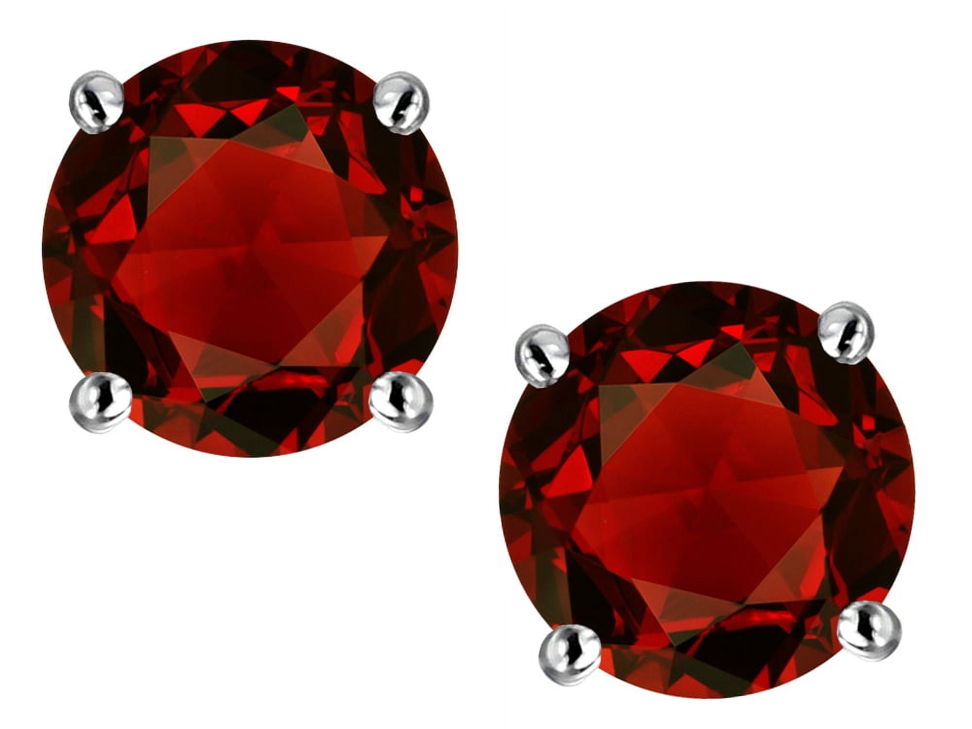 Star K Classic Round 6mm Genuine Garnet Four Prong Stud Earrings ...