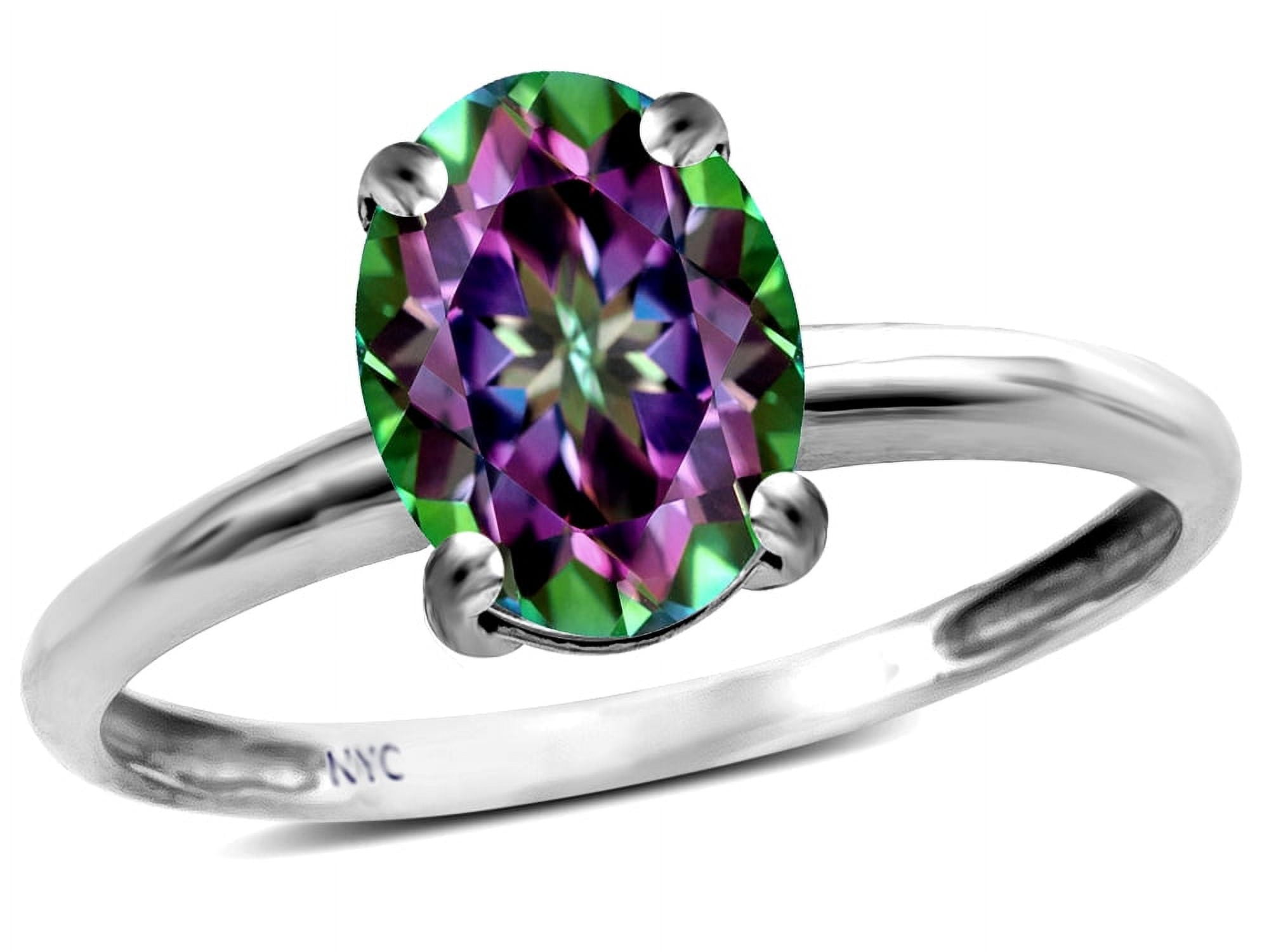Star K Classic Solitaire Oval 8x6 Rainbow Mystic Topaz Engagement ...