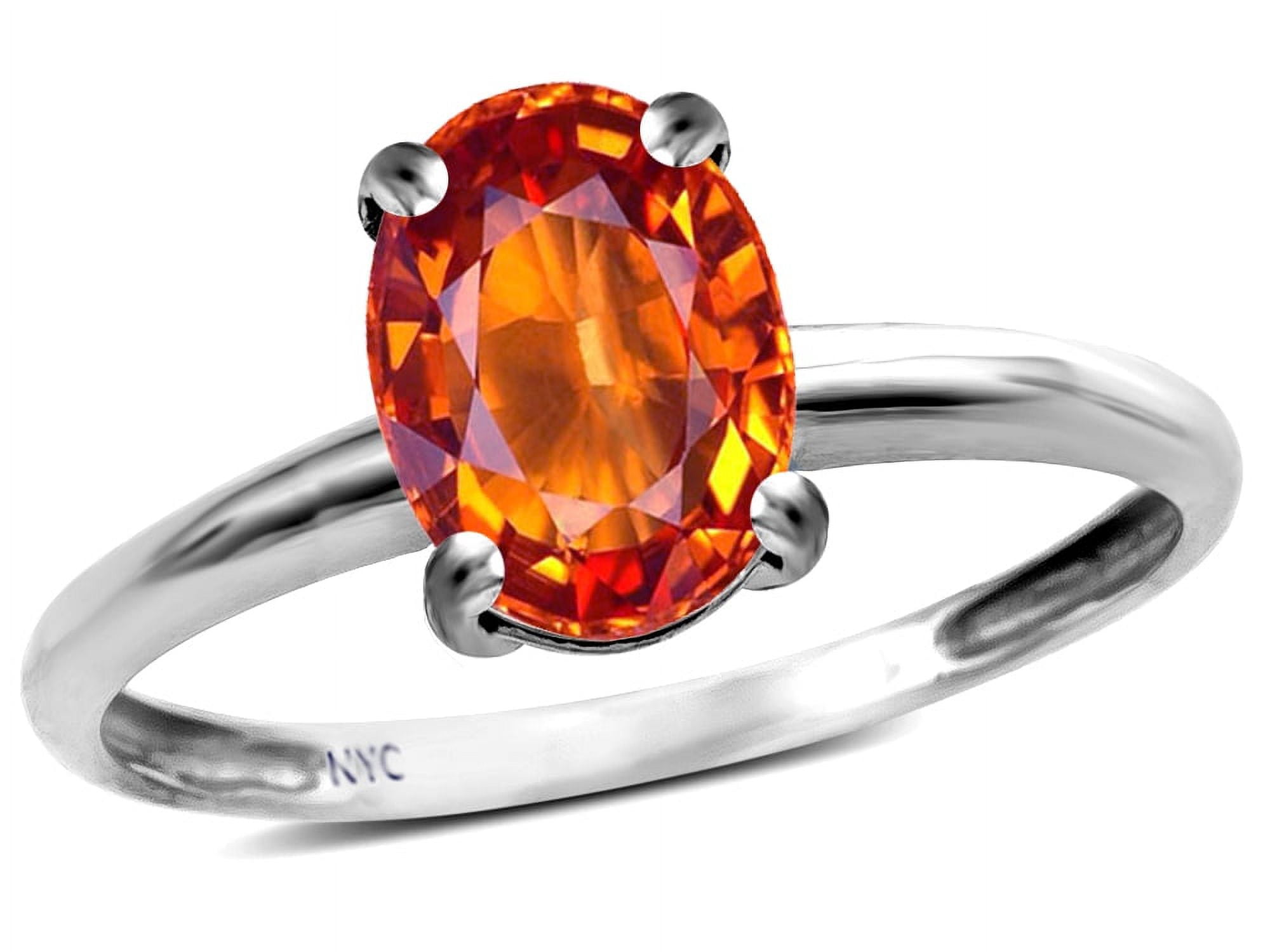 Star K Classic Solitaire Oval 8x6 Simulated Orange Mexican Fire Opal Engagement Promise Ring ...