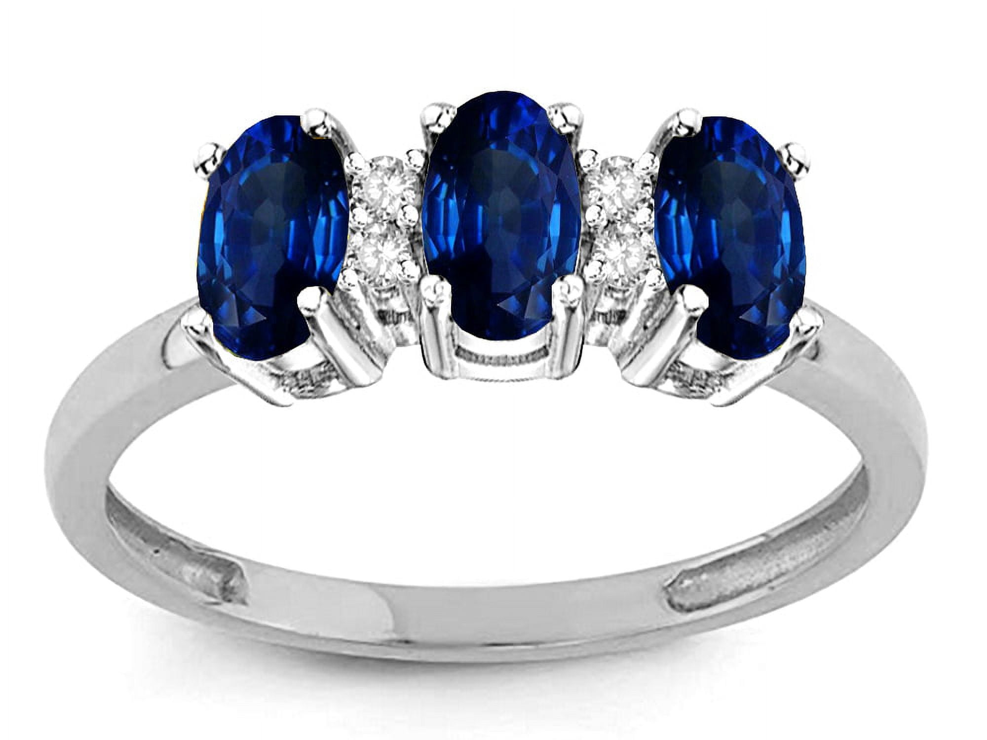 Star K Created Sapphire 3 Three Oval Stones Promise Ring Wedding Band ...